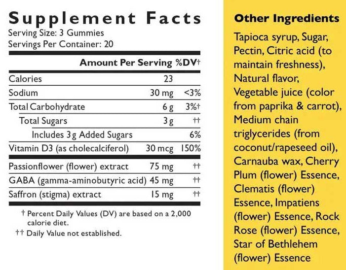 Bach Flower Remedies Rescue Plus Mood & Stress Support Gummies Ingredients