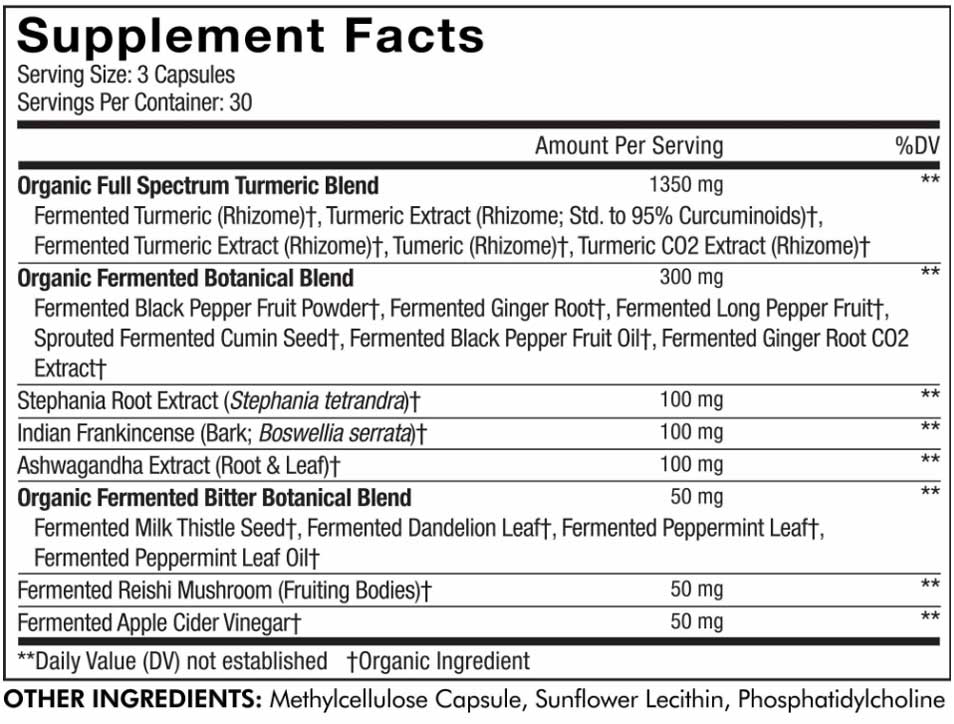 Codeage Liposomal Turmeric+ (Formerly Fermented Turmeric) Ingredients