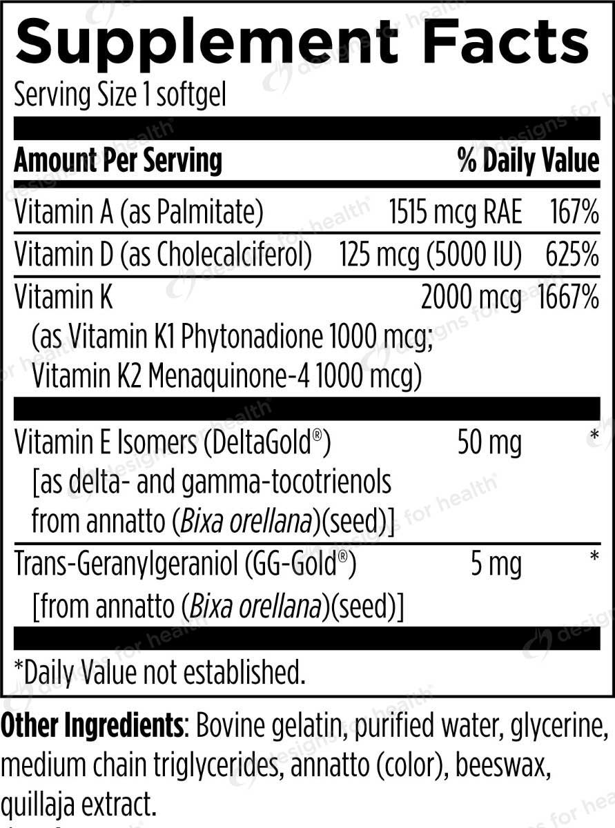 Designs for Health ADK Evail (Formerly Vitamin D Complex) Ingredients