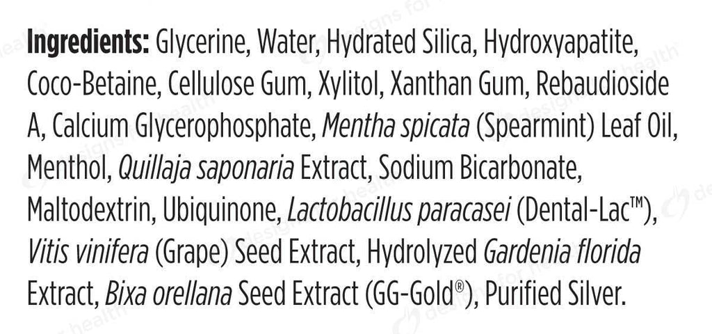Designs for Health PerioBiotic Silver (Probiotic Toothpaste) Ingredients