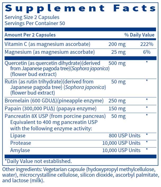 Klaire Labs Quercetin-Bromelain Forté™ Ingredients