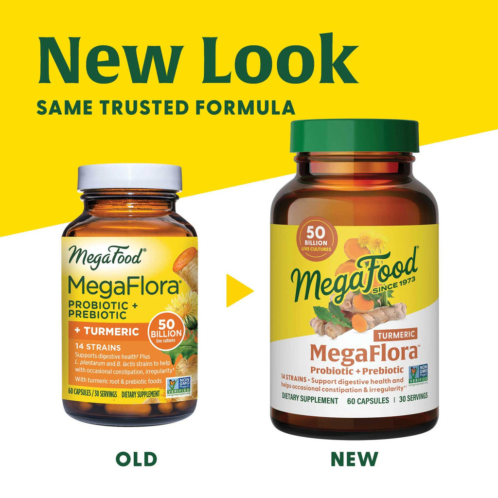 MegaFood MegaFlora Probiotic + Prebiotic + Turmeric (Formerly MegaFlora ...