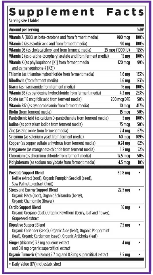 New Chapter Every Man's One Daily 40+ Multivitamin Ingredients