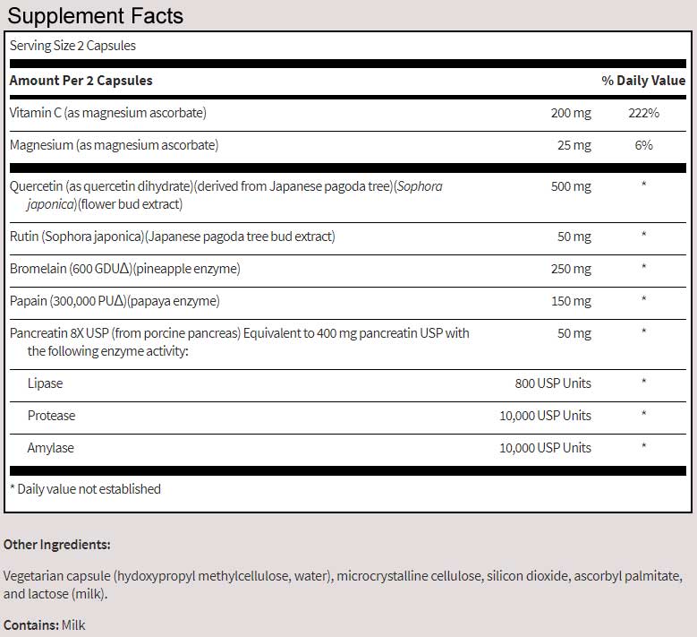 SFI HEALTH (Klaire Labs) Quercetin-Bromelain Forté Ingredients