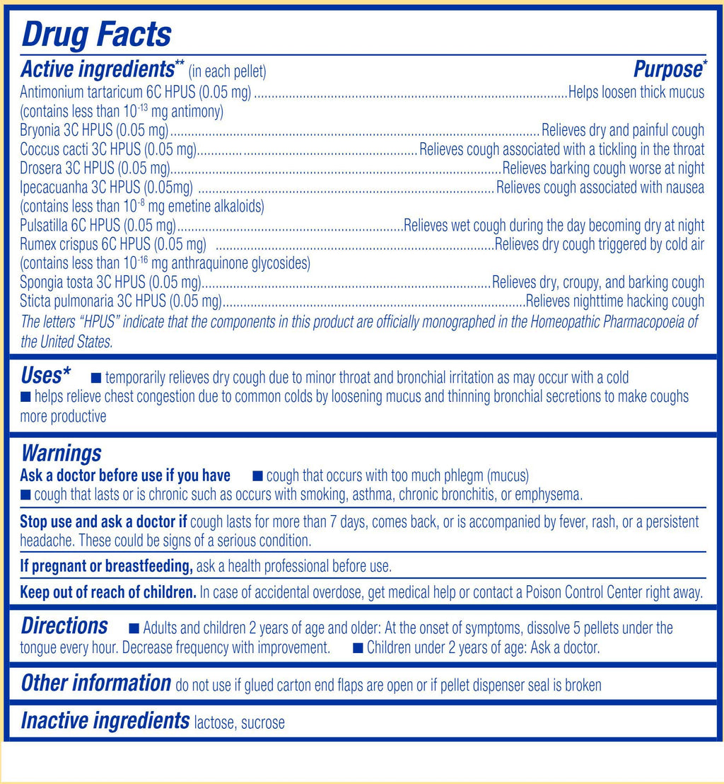 Boiron Homeopathics Chestal Meltaway Pellets Ingredients