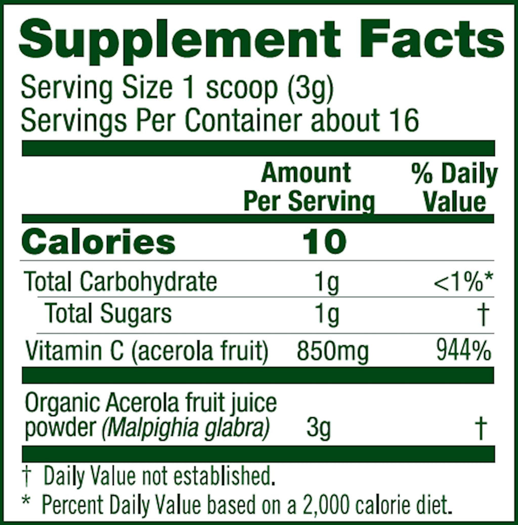 Flora Acerola Powder Ingredients