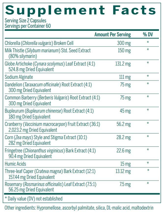 Genestra Brands Liv Detox Enhanced Ingredients
