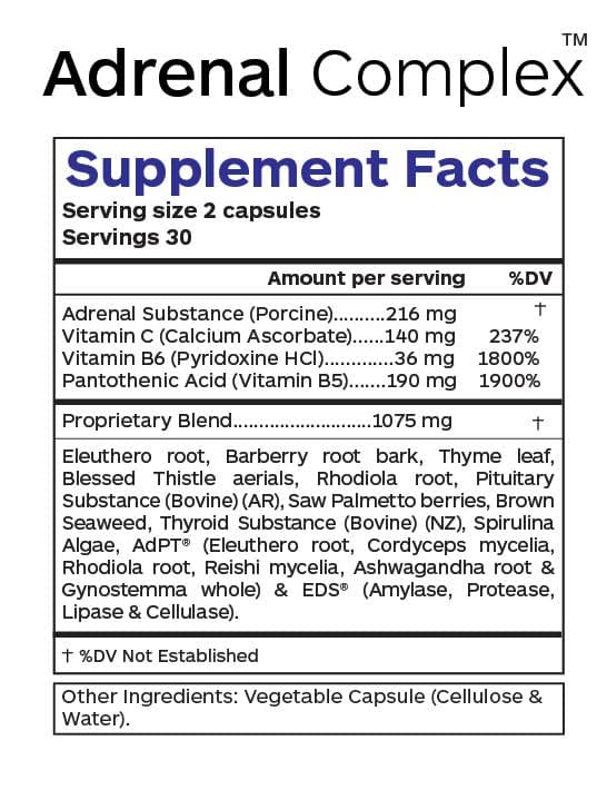 Professional Botanicals Adrenal Complex (ADR Complex) Ingredients