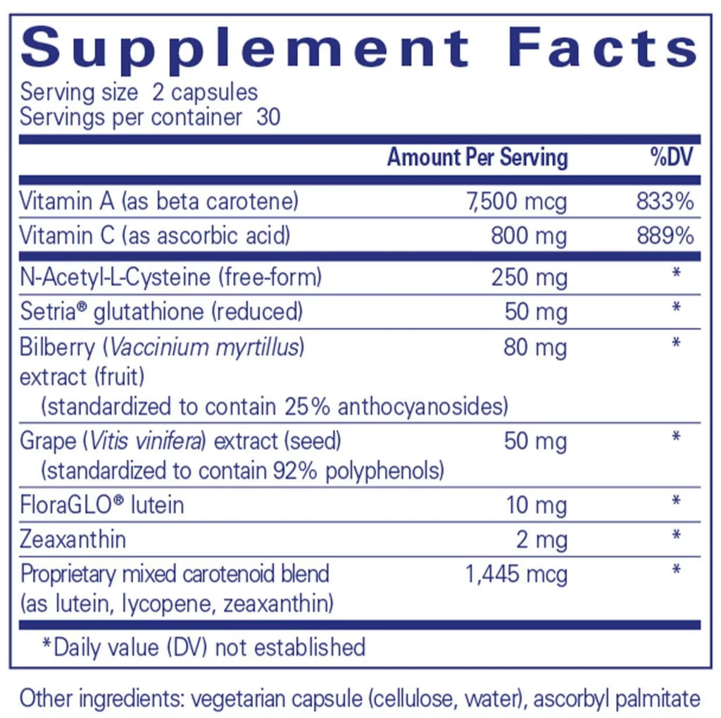 Pure Encapsulations Macular Support Formula Ingredients