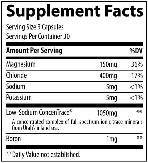 Trace Minerals Research ConcenTrace Trace Mineral Capsules Ingredients