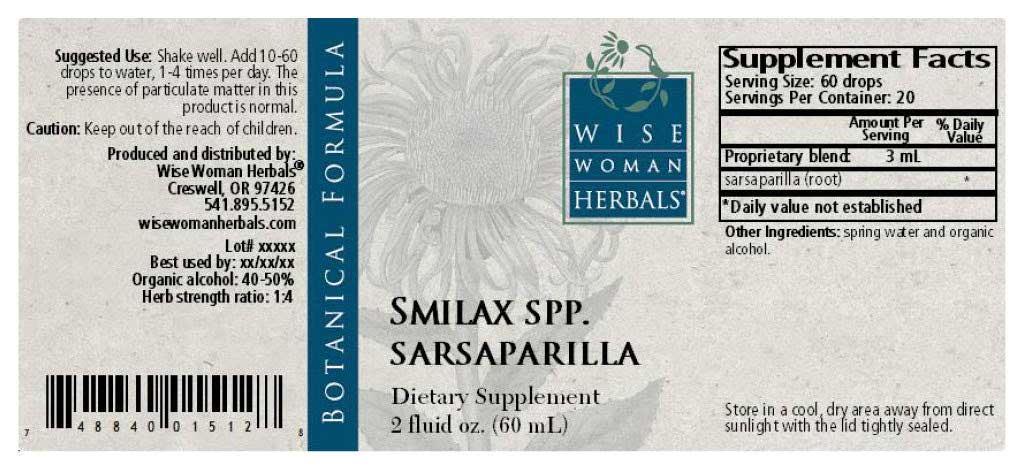 Wise Woman Herbals Smilax Ornata Sarsaparilla Label
